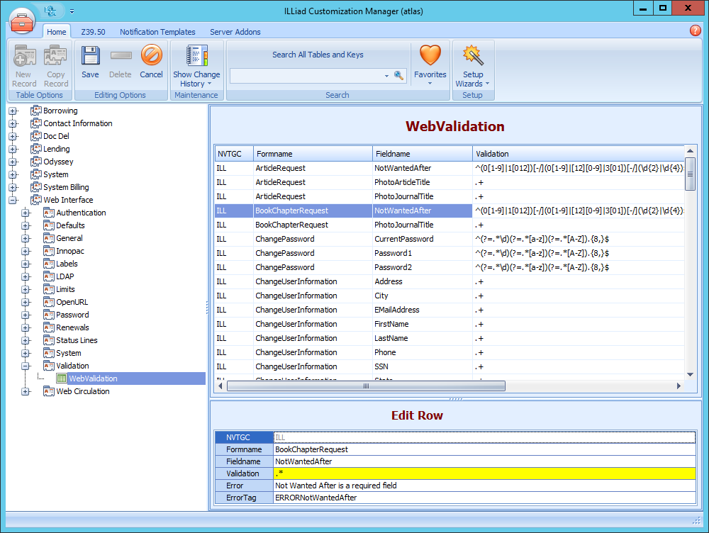 Changing Required Fields – Atlas Systems